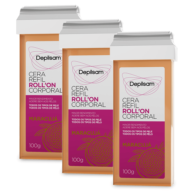Kit Cera Refil Roll-On Corporal Depilsam Maracujá | Dana Cosméticos