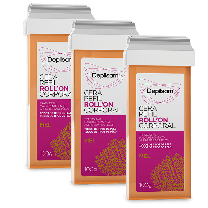 Kit Cera Refil Roll-On Corporal Depilsam Mel | Dana Cosméticos